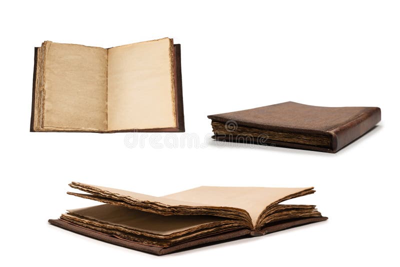 An Open Empty Old Notebook Isolated on a White Background Stock Image ...