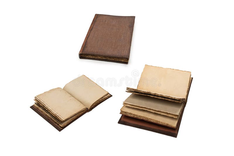 An Open Empty Old Notebook Isolated on a White Background Stock Image ...