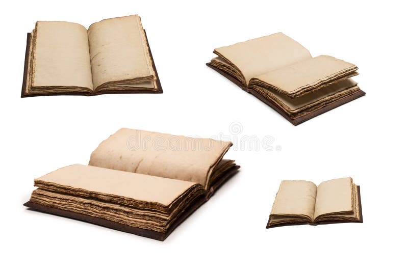 An Open Empty Old Notebook Isolated on a White Background Stock Photo ...