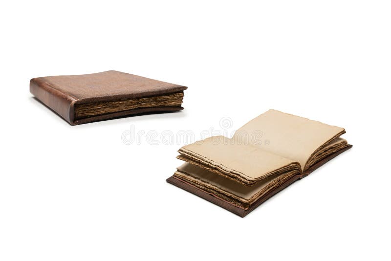 An Open Empty Old Notebook Isolated on a White Background Stock Image ...