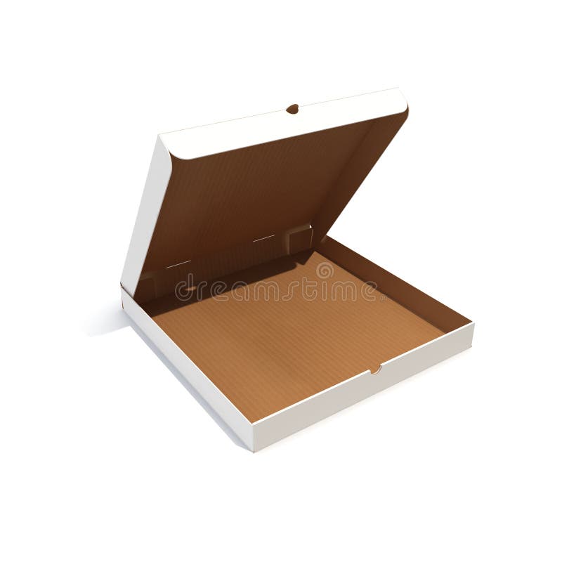Open Empty Pizza Box Isolated on White. 3d Rendering Stock Illustration ...