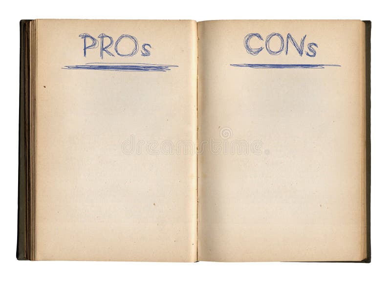 Open Empty Pros and Cons Book Stock Image - Image of empty, historic ...