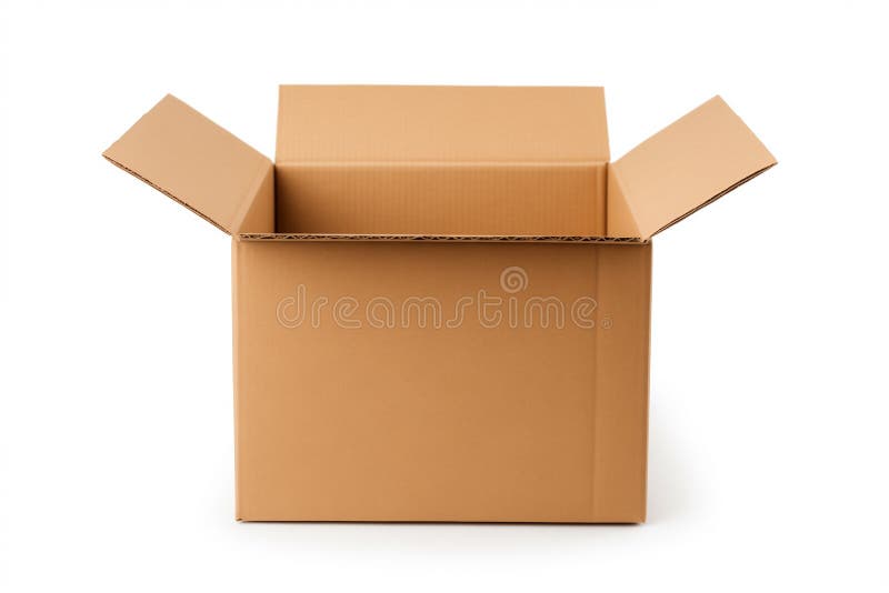 Open Empty Rectangular Cardboard Box on White Background. Mockup for ...