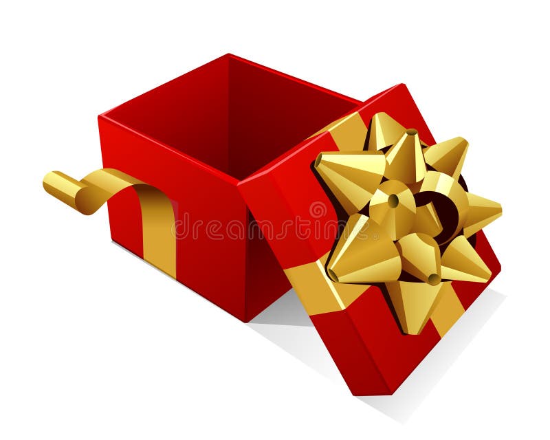 Open Empty Red Gift with Gold Bow T Stock Vector - Illustration of ...
