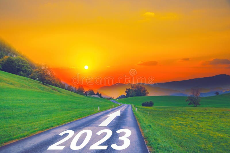 Open Empty Road Path End and New Year 2023. Upcoming 2023 Goals and ...