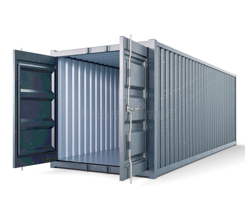 Open Empty Shipping Container Stock Illustration - Illustration of shot ...