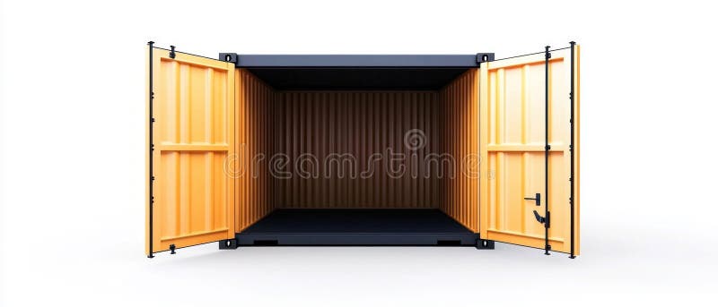 Open Empty Shipping Container on White Background Stock Illustration ...