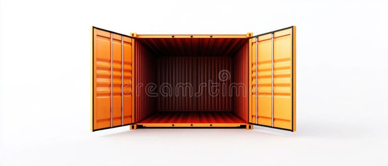 Open Empty Shipping Container on White Background Stock Illustration ...