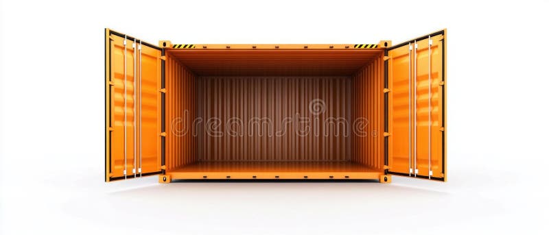 Open Empty Shipping Container on White Background Stock Illustration ...