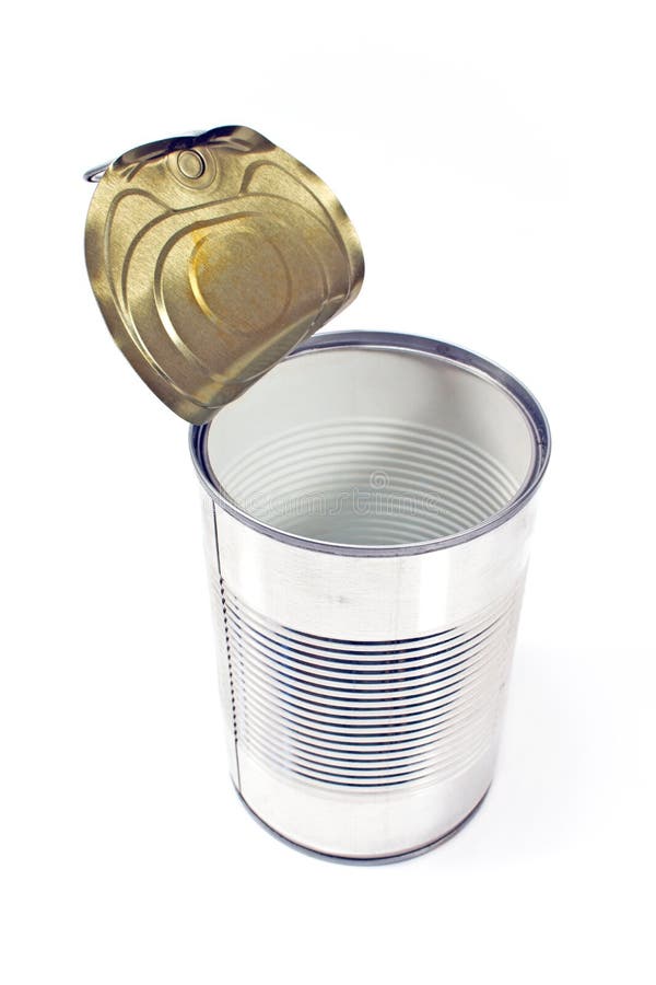 Open empty tin can stock image. Image of package, white - 40831195