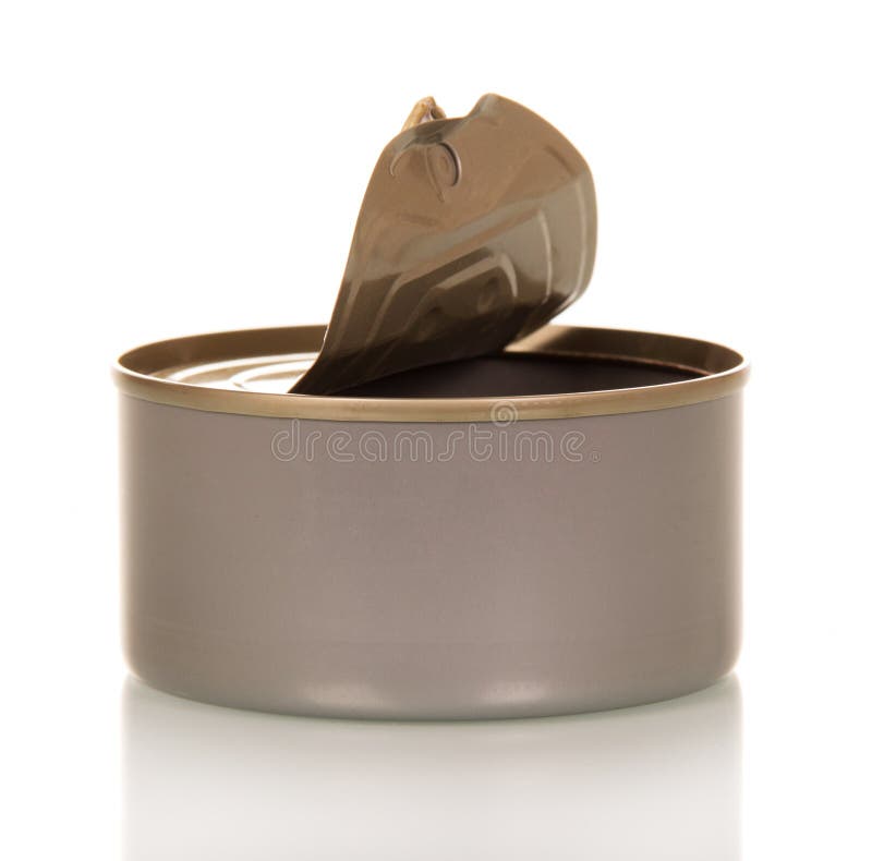 Empty Open Tin Can on a White Stock Image - Image of package, chrome ...
