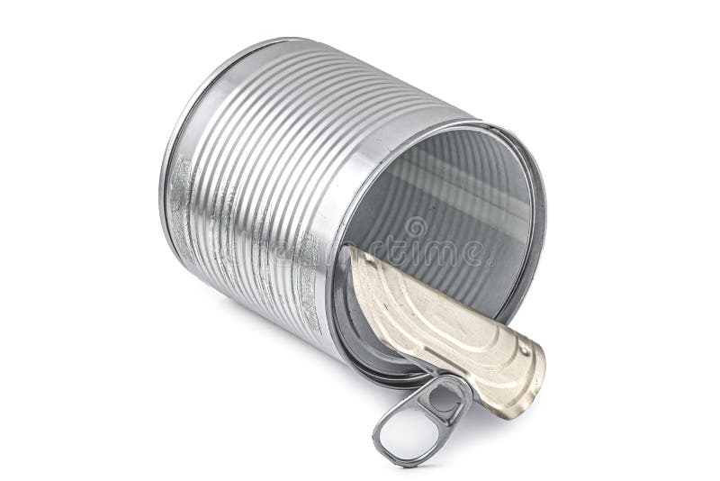 Open Empty Tin Can Isolated on White Stock Photo - Image of isolated ...