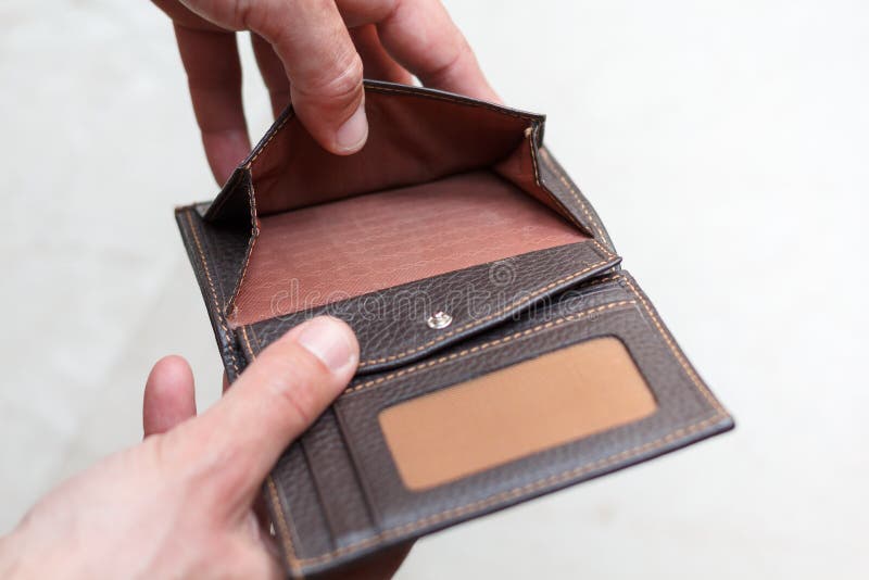 Hand Open Wallet Without Money And Nothing Stock Photo - Image of ...