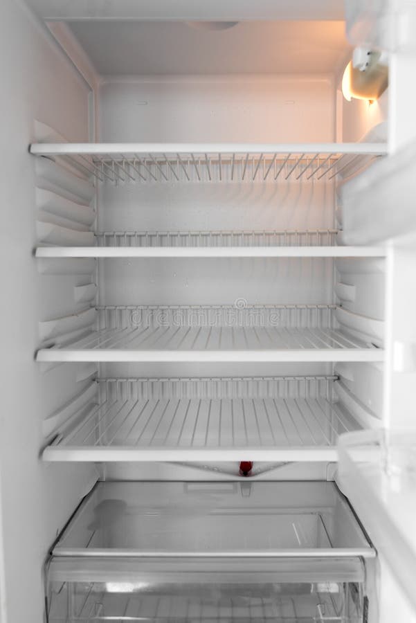 Open Empty White Refrigerator Close-up. Focus On Freezer. Stock Image ... Open Empty White Refrigerator Close-up. Focus On Freezer. Stock Image ...