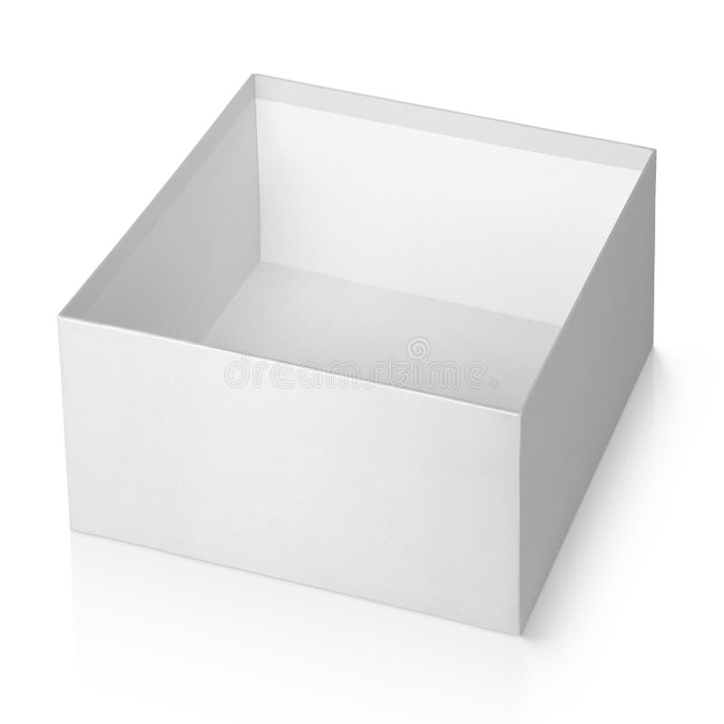 Open Empty White Square Box Isolated on White Stock Image - Image of ...