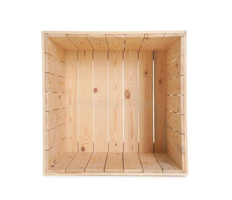 Open Empty Wooden Crate Isolated Stock Image - Image of case, post ...