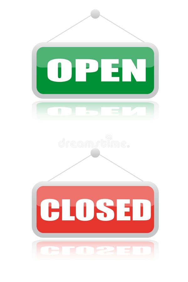 Open En Dicht Uithangbord Van Winkels Vector Illustratie - Illustration ...