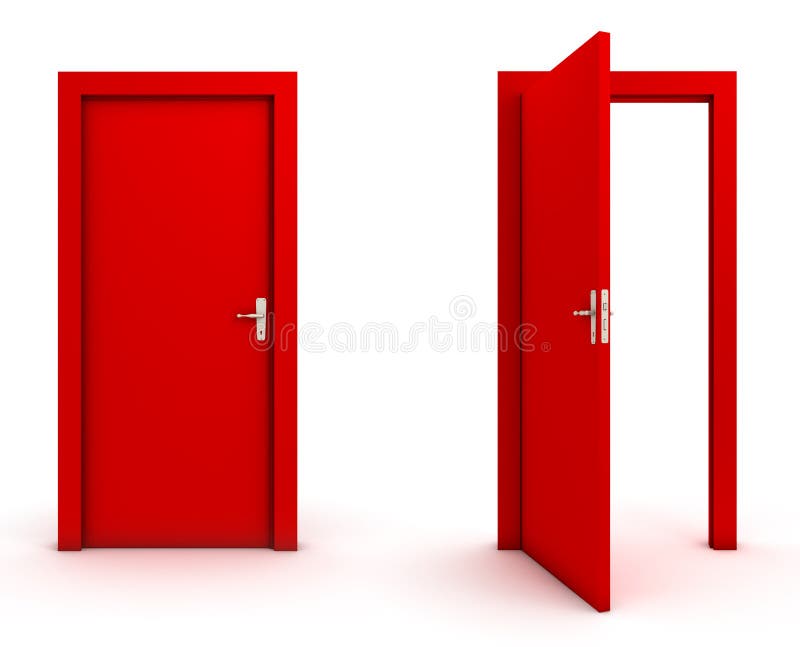 Open en gesloten deuren stock illustratie. Illustration of krijgen ...