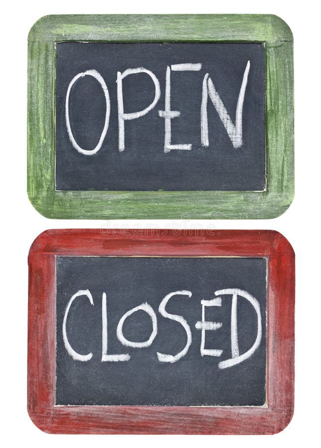 Open en gesloten op bord stock afbeelding. Image of grunge - 23271759