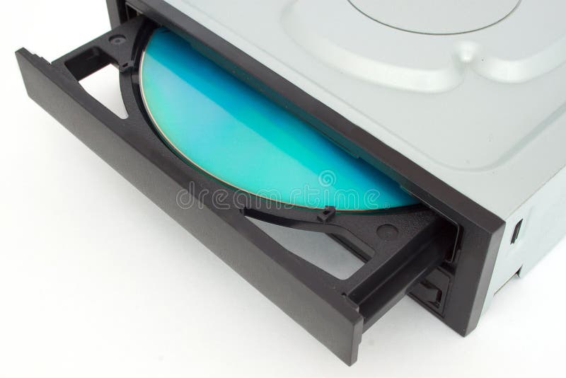 Open-ended CD - DVD Drive with a Black Cap and Disk Inside. Stock Image ...