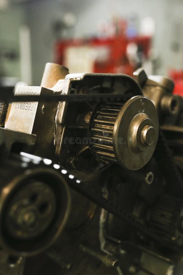 Open Engine Exhibited with Most of Its Parts in View Stock Image ...