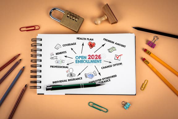 Open Enrollment 2026. Notepad with Text on Office Table Stock Photo ...