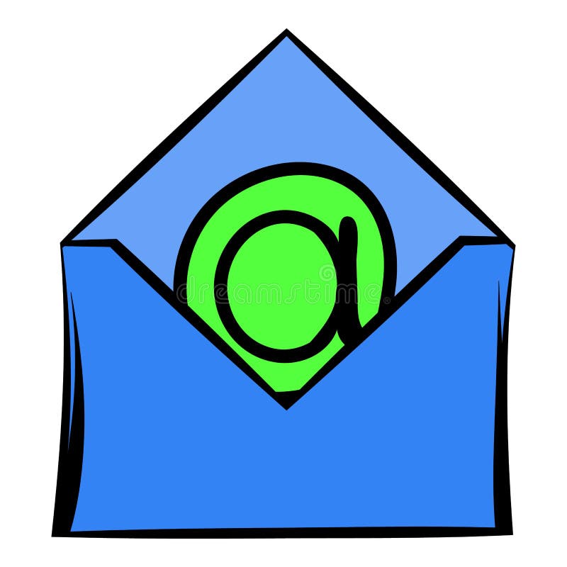 Open Envelop Met E-mailtekenpictogram, Pictogrambeeldverhaal Vector ...