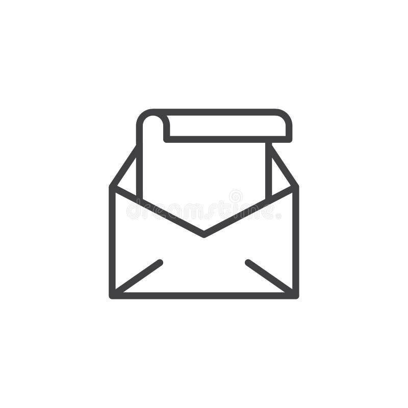 Open Envelop Met Het Pictogram Van De Brievenlijn, Overzichts ...