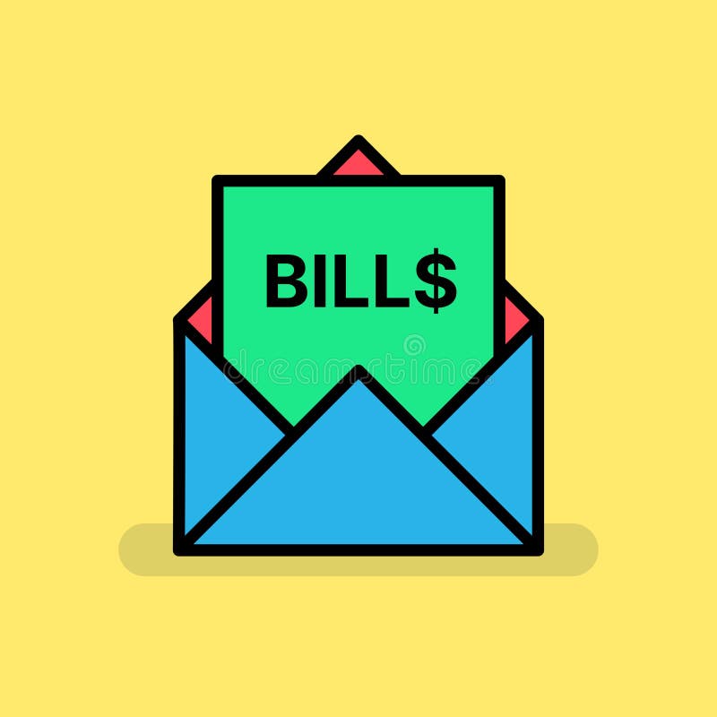 An Open Envelope with Bill Information. Isolated Vector Illustration ...