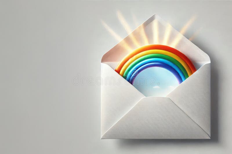 An Open Envelope with a Bright Rainbow Inside. Space for Text. Stock ...