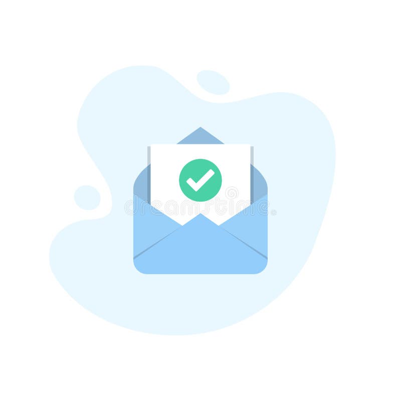Open Envelope with Check Document Icon in Excellent Flat Design. Vector ...
