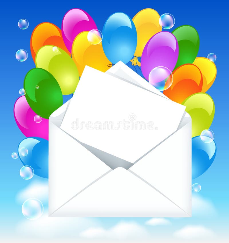 Open Envelope with Colorful Balloons Stock Vector - Illustration of ...