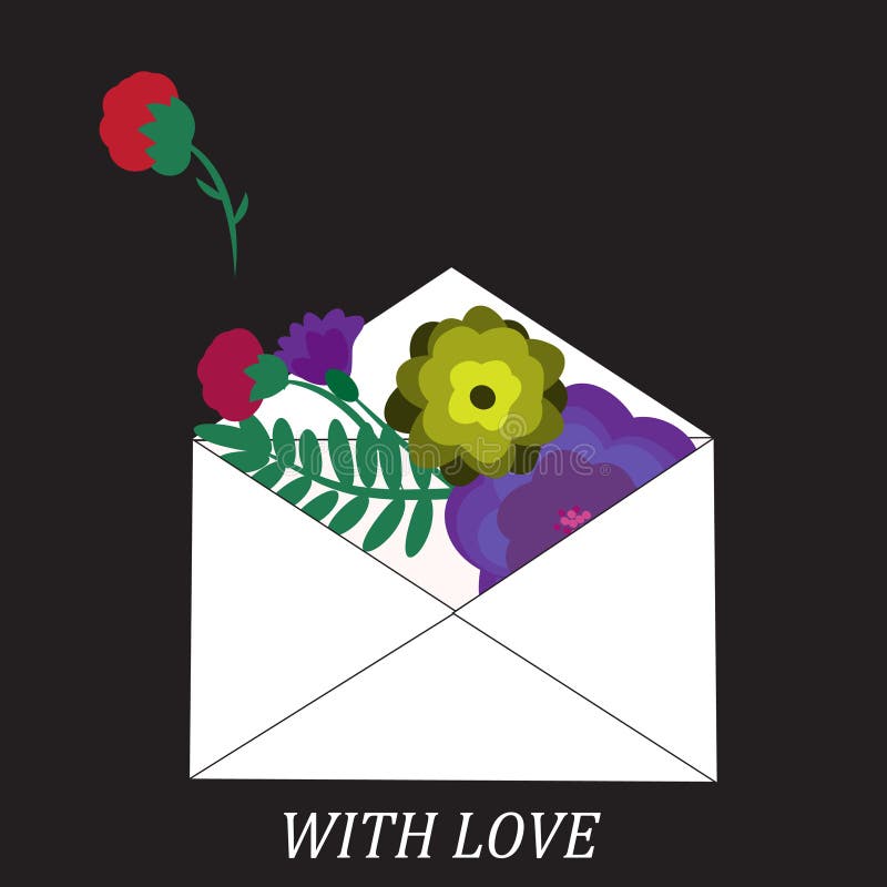 Open Envelope Colorful Flowers Stock Illustrations – 114 Open Envelope ...