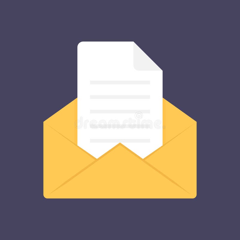 Open Envelope with Document Stock Vector - Illustration of yellow ...