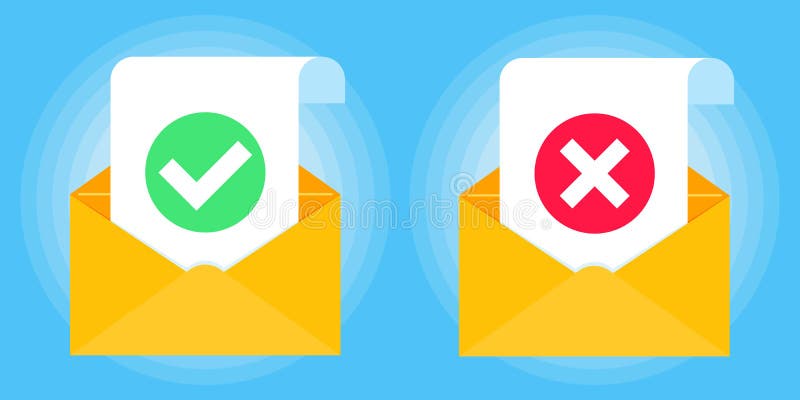 Open Envelope with Document Paper Sheet Page Check Mark Tick Text Icon ...