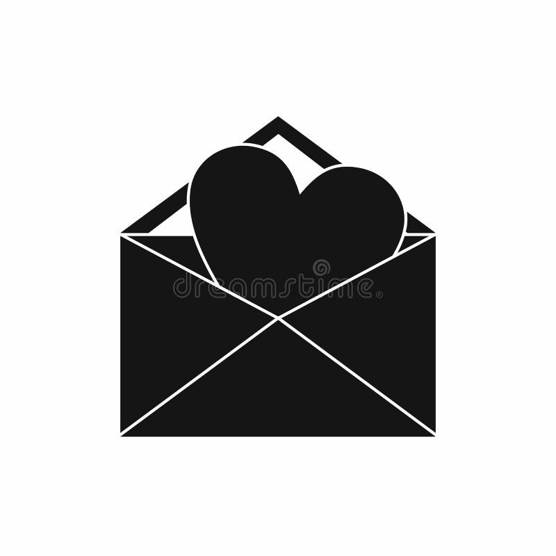 Open Envelope with Heart Icon, Simple Style Stock Vector - Illustration ...