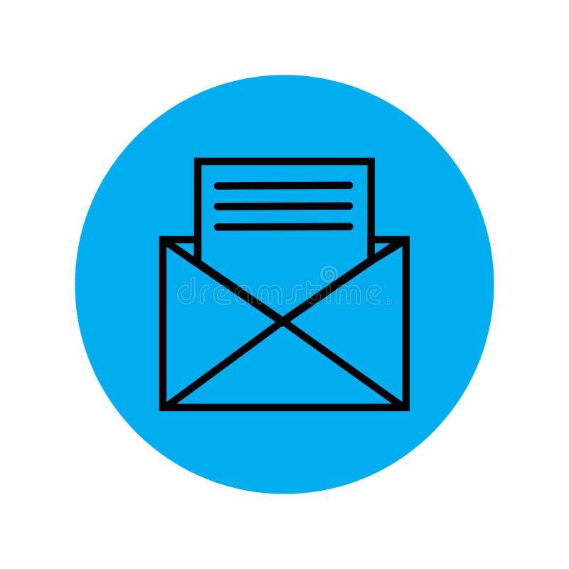 Envelope Icon in Circle. White in Black. Message Sign. App Design. Hand ...