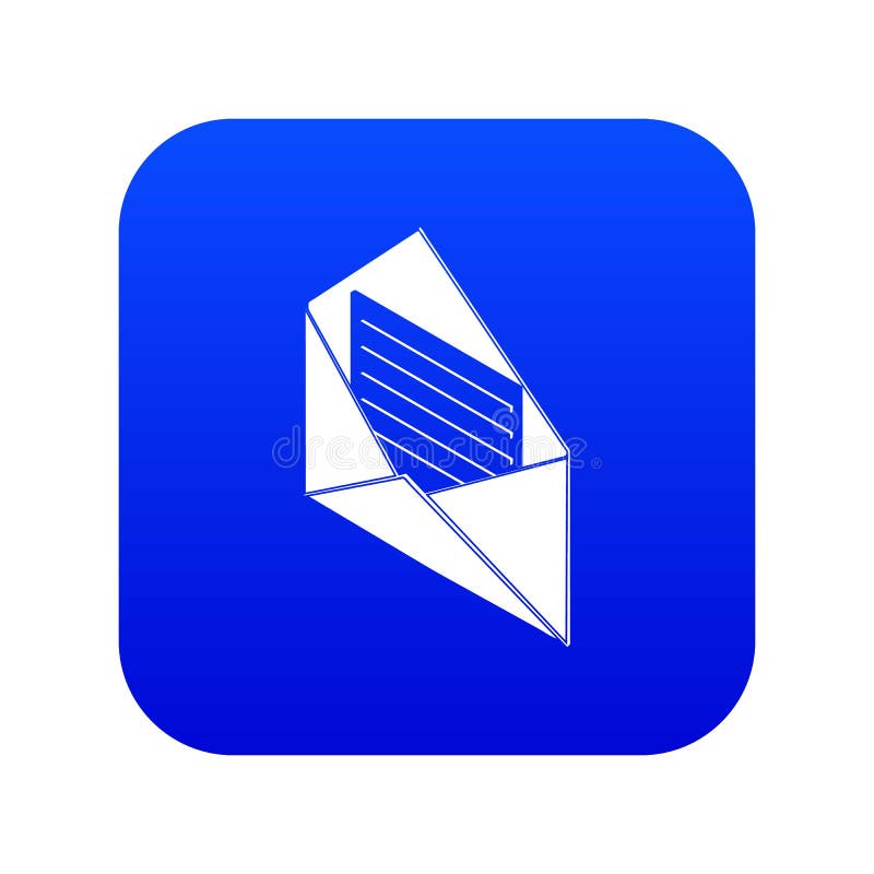 Open Envelope Icon Blue Vector Stock Vector - Illustration of email ...
