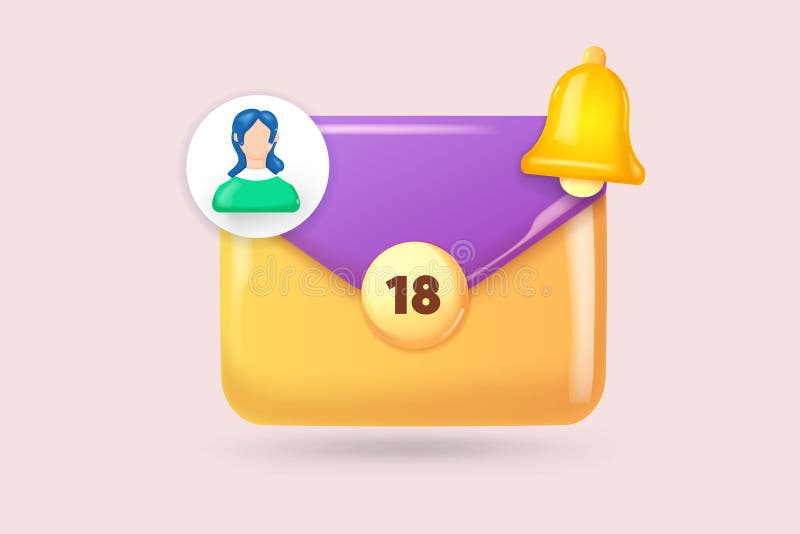 Open Envelope Icon. E-mail Reminder 3d Vector Illustration Style Stock ...