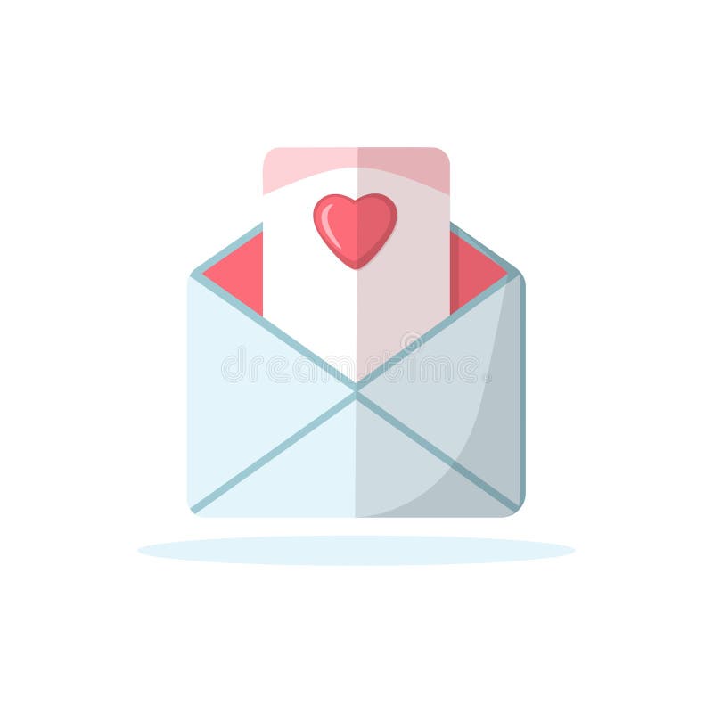 Open Envelope Icon with Love Message. Valentine Day Mail Stock Vector ...