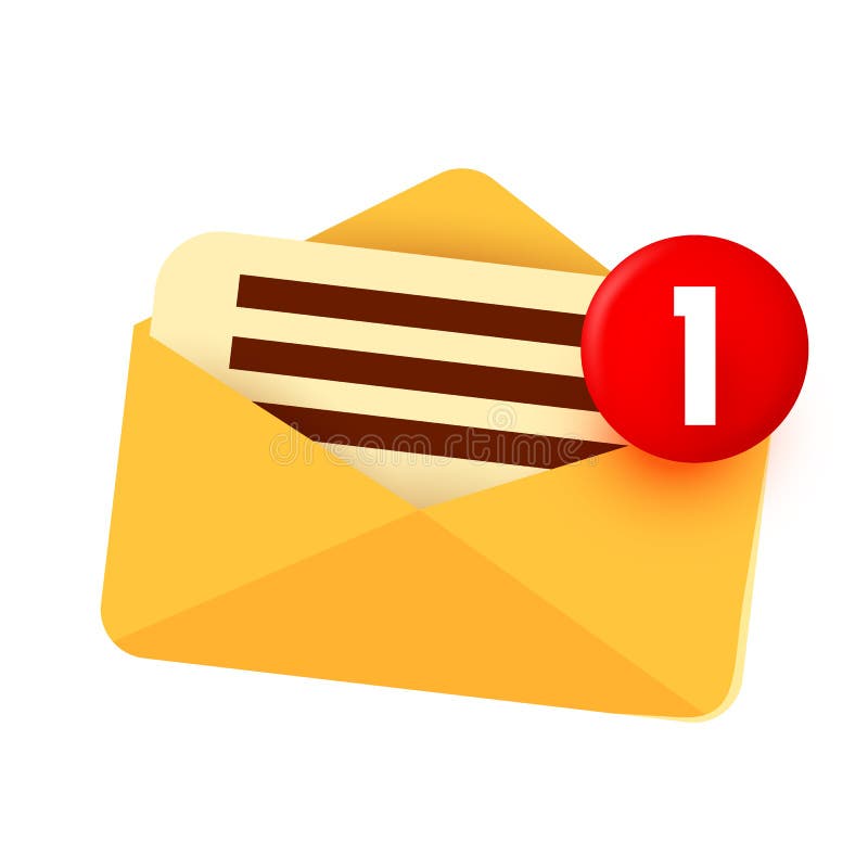Open Envelope Icon with Notification Number Alarm Symbol Isolated on ...
