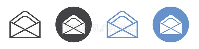 Open Envelope Icon Flat Line Symbol Set Stock Vector - Illustration of ...