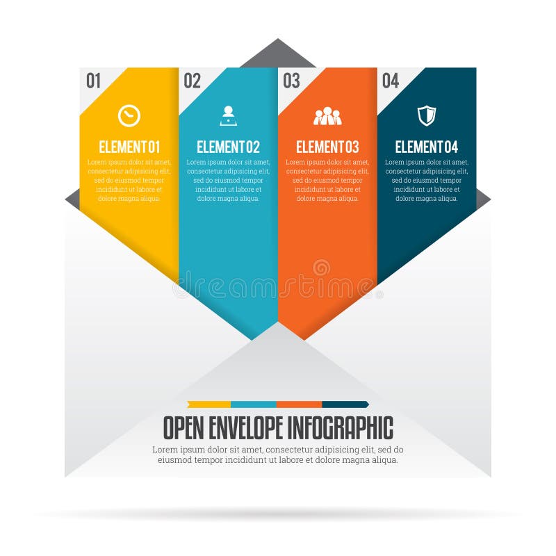 Open Envelope Infographic stock vector. Illustration of banner - 59676565