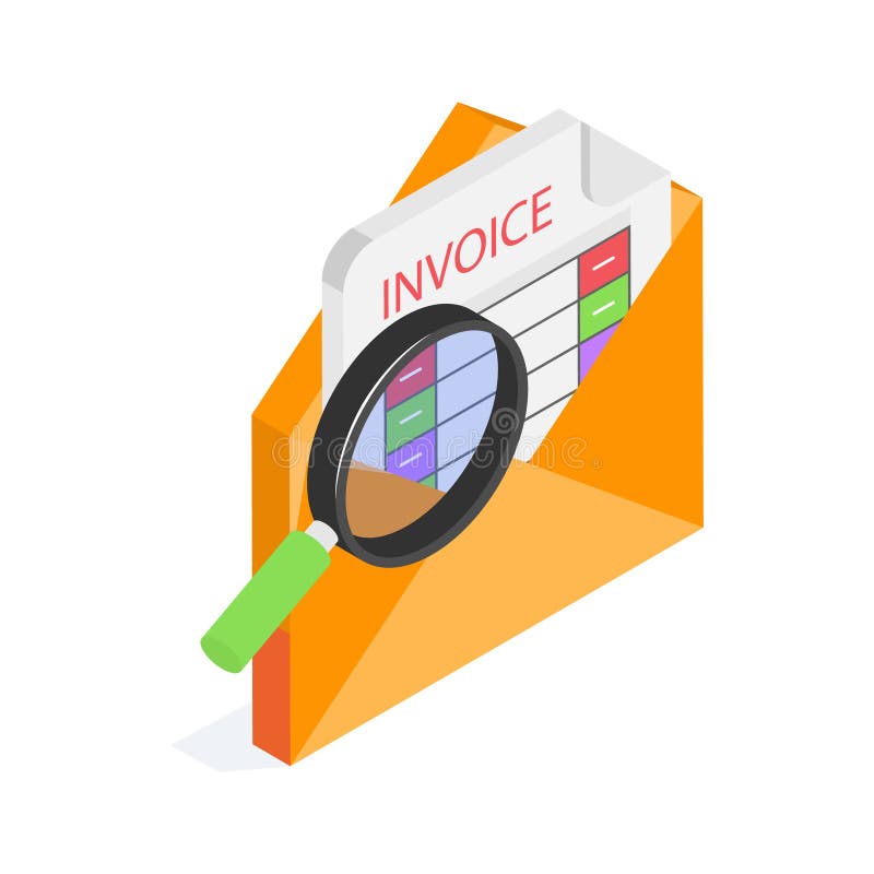 An Open Envelope with an Invoice and Magnifying Glass, Invoice Review ...