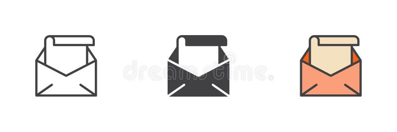 Open Envelope with Letter Different Style Icon Set Stock Vector ...