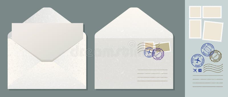 Open Envelope with Letter Inside. White Paper Envelope with Postage ...