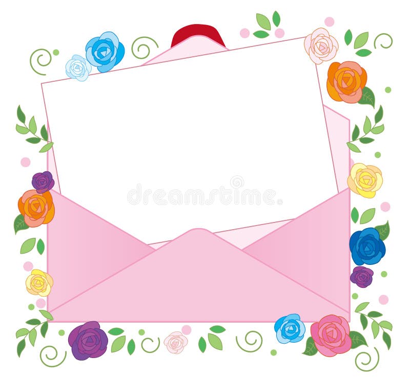 Open Envelope and Letter Paper - Lavender Field Background Stock Vector ...