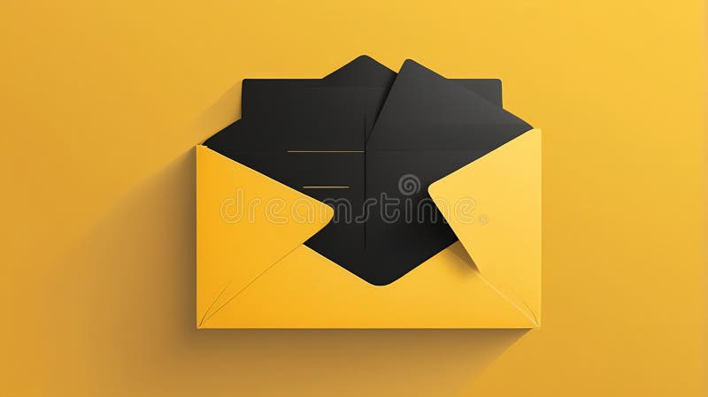 Open Envelope with Letter on Yellow Background Illustration Stock ...