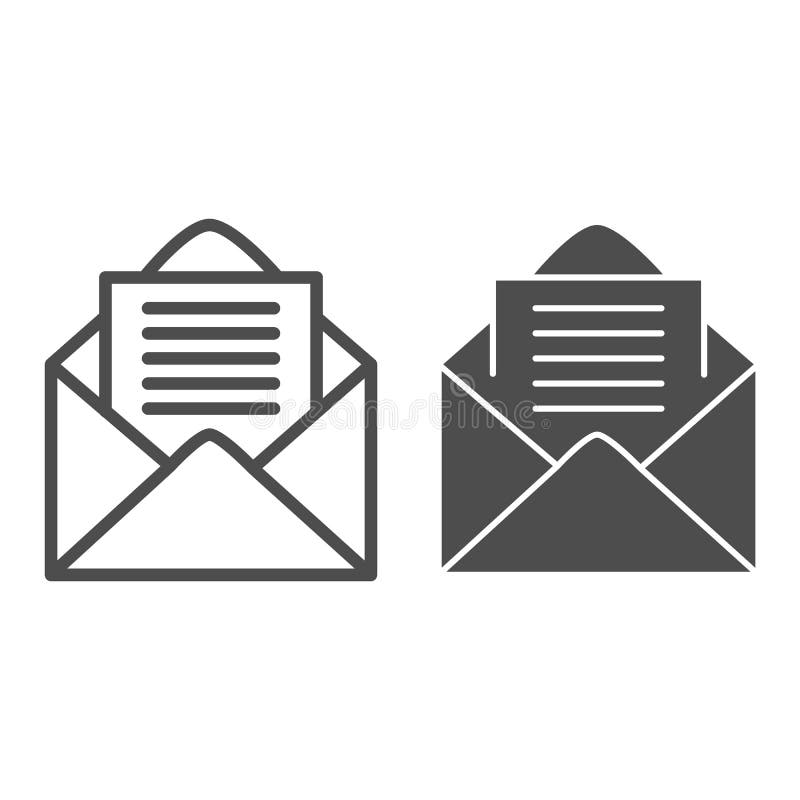 Open Envelope Line and Glyph Icon. Letter Vector Illustration Isolated ...