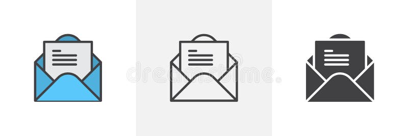 Open Envelope with Letter Line Icon, Outline Vector Sign, Linear Style ...